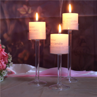 Long stemmed clear glass candle holder | candle jar manufacturer